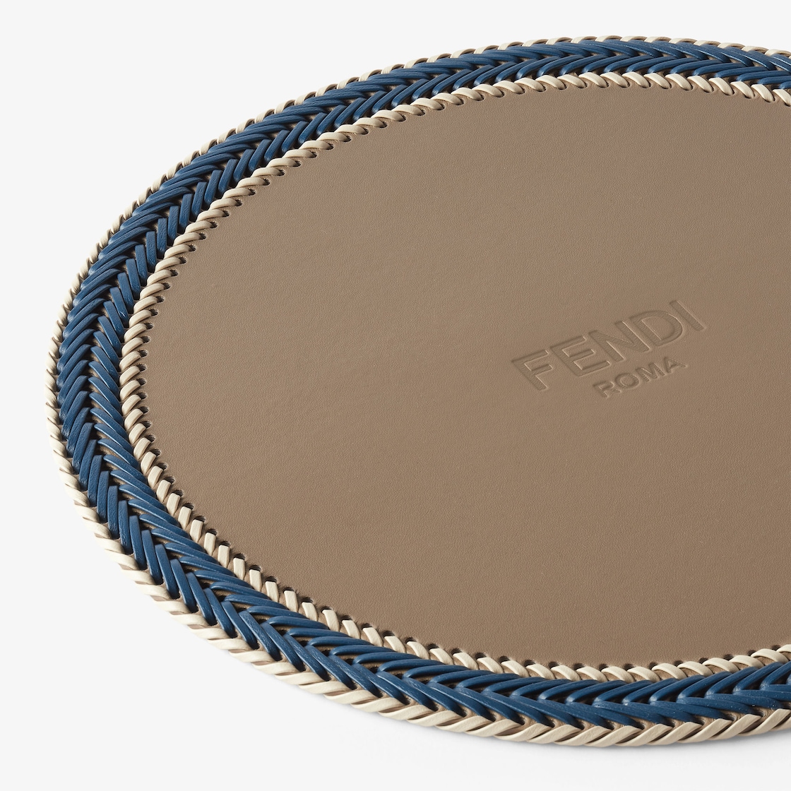 Fendi Roma Placemat - Dove grey nappa leather placemat | Fendi