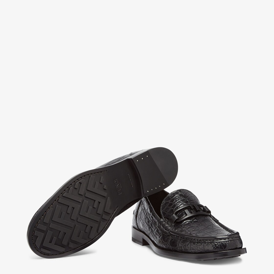 Fendi O’Lock loafers - Black caiman skin loafers | Fendi