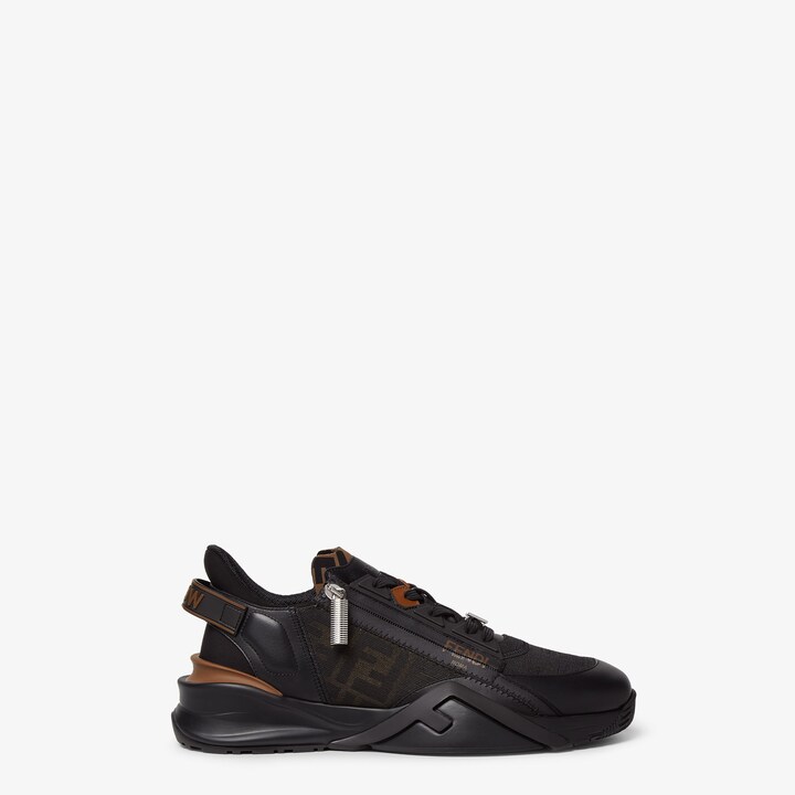 FENDI Flow-黑色皮革低帮鞋-男士鞋履-FENDI芬迪官网