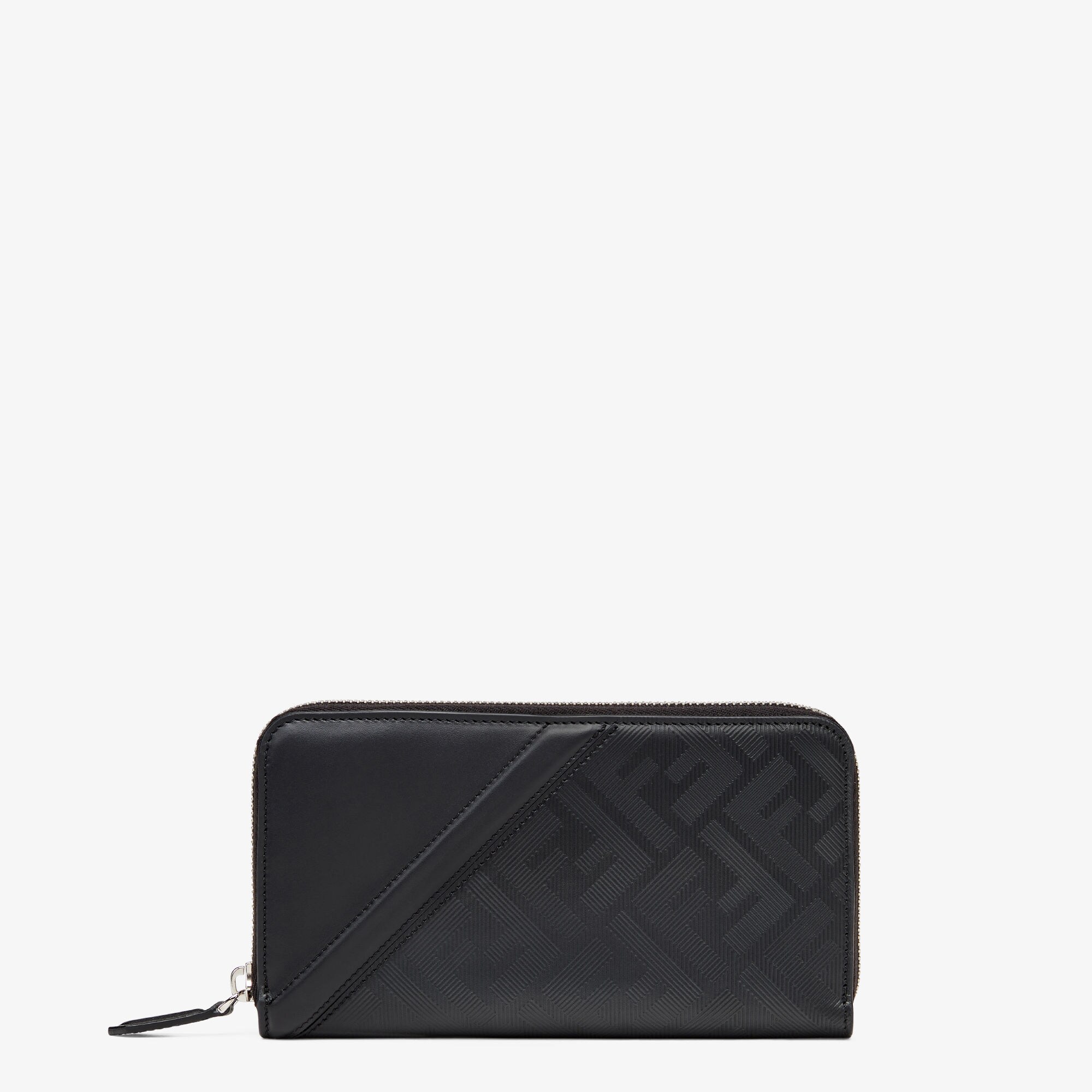 Fendi Shadow Diagonal Zip Around - Black leather wallet | Fendi
