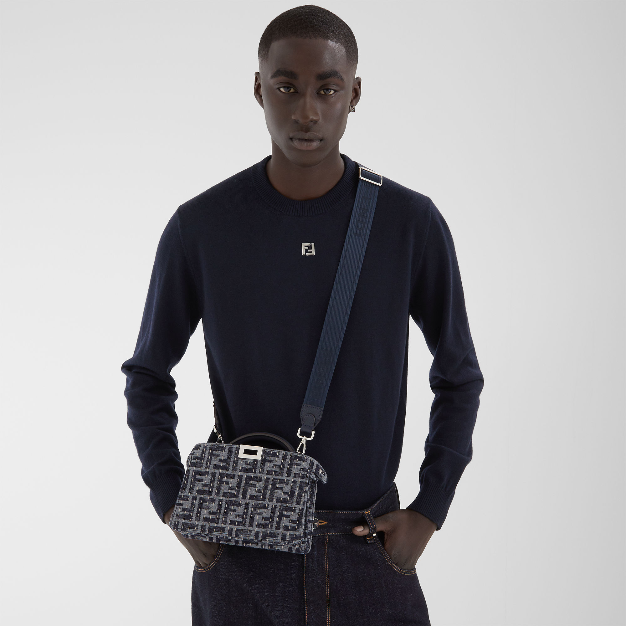 Peekaboo ISeeU X-Cross Fabric Blue | Fendi Peekaboo ISeeU X-Cross Fabric Blue | Fendi