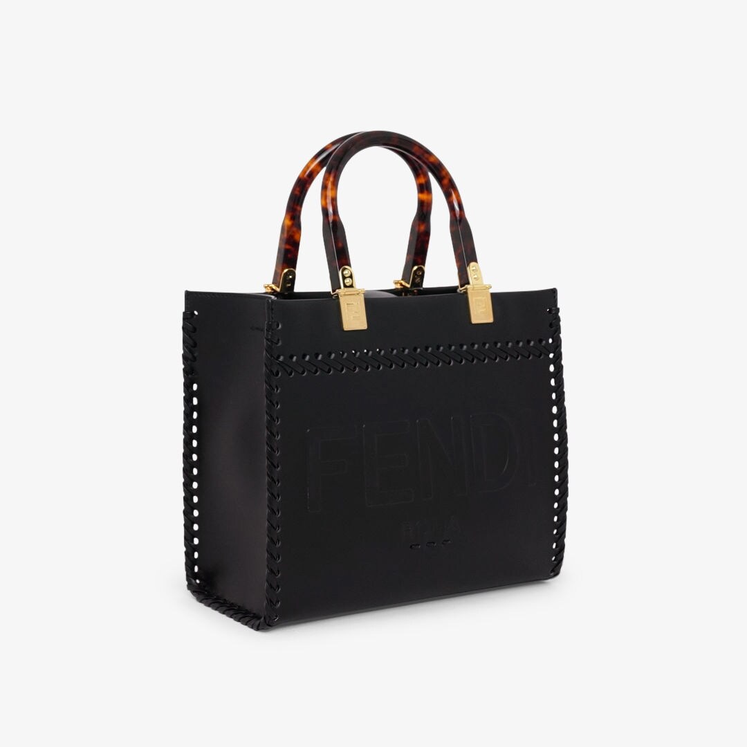Fendi Sunshine Small - Black leather shopper | Fendi
