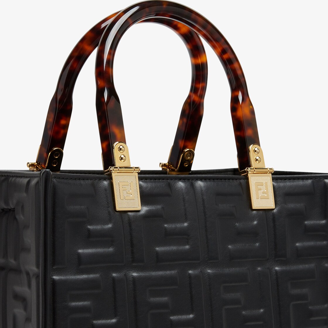 Fendi Sunshine Small - Black leather shopper | Fendi