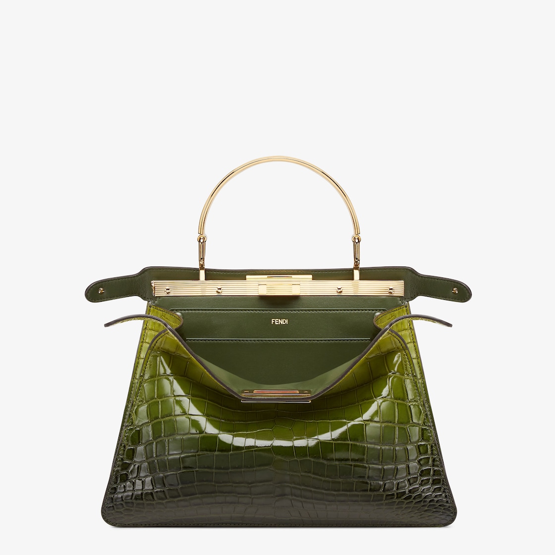 Peekaboo Iseeu Medium - Crocodile bag in shades of green | Fendi