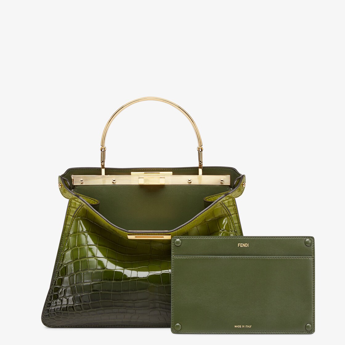 Peekaboo Iseeu Medium - Crocodile bag in shades of green | Fendi