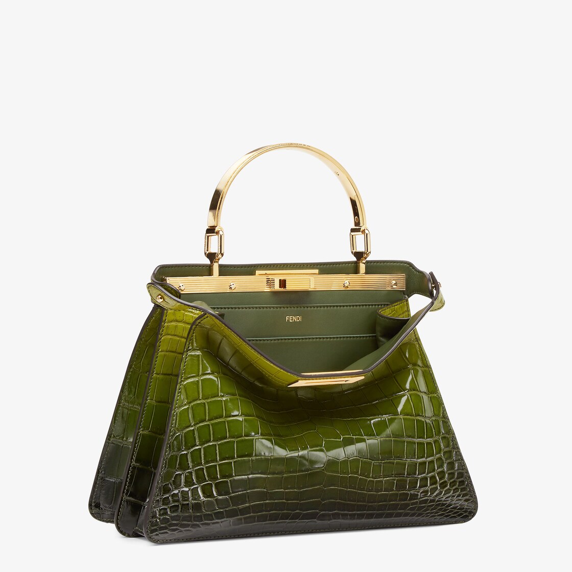 Peekaboo Iseeu Medium - Crocodile bag in shades of green | Fendi