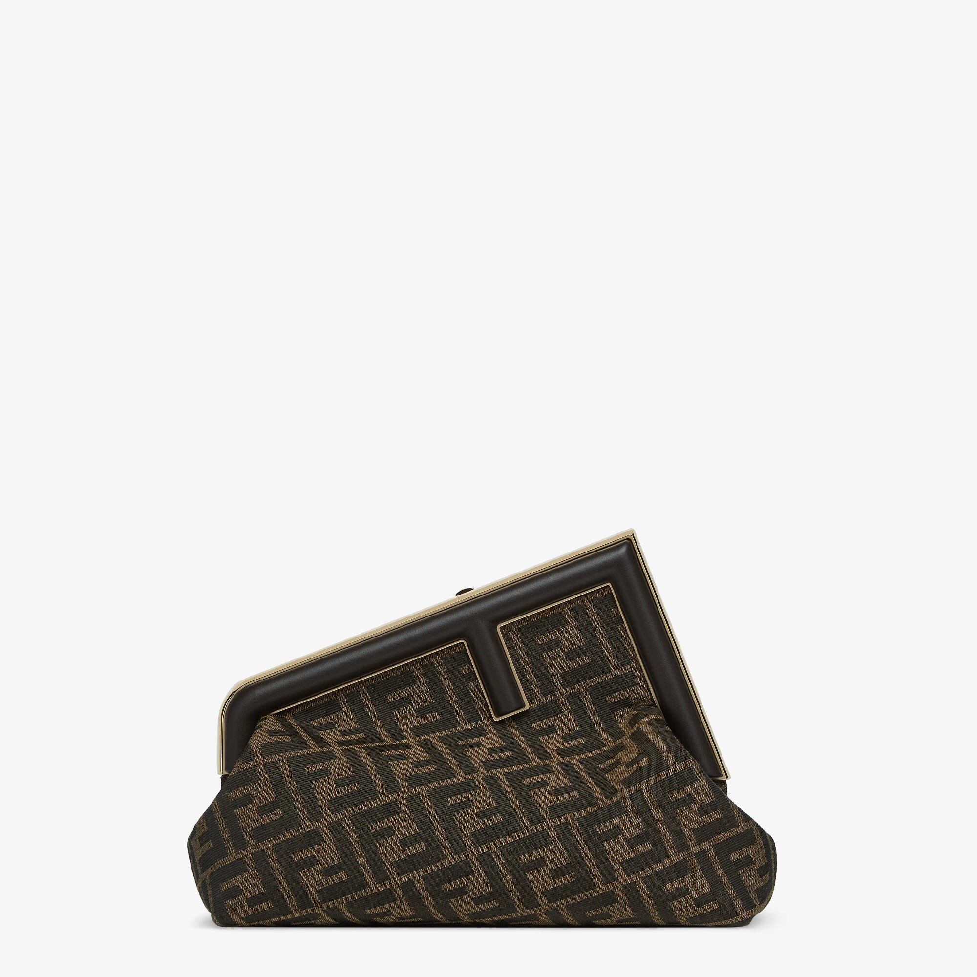 Fendi First Midi - Bolso de tejido FF en tejido jacquard marrón | Fendi