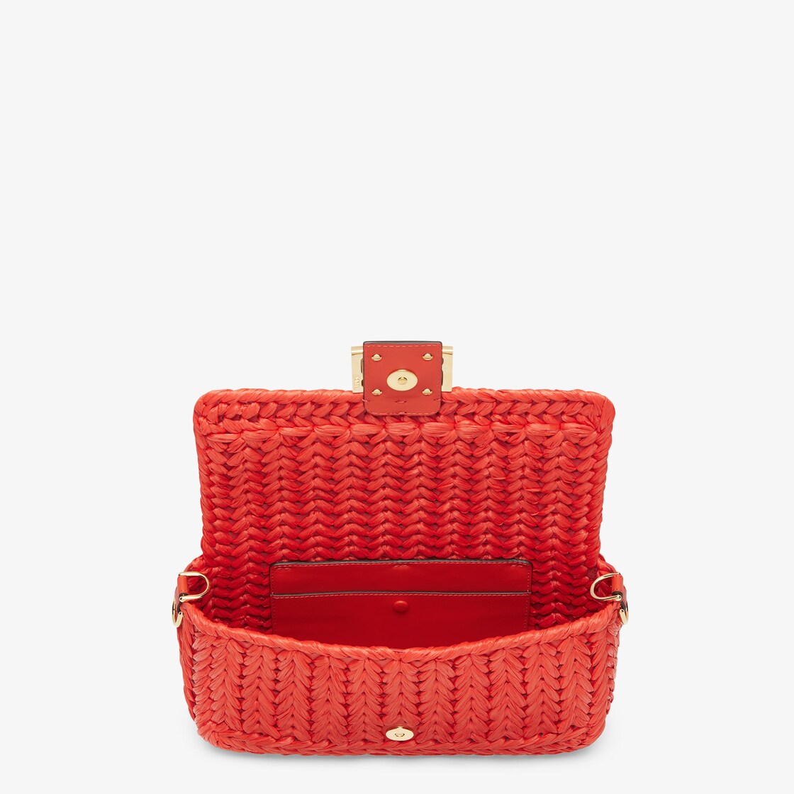 Baguette - Bolso de piel y fibra trenzada roja | Fendi