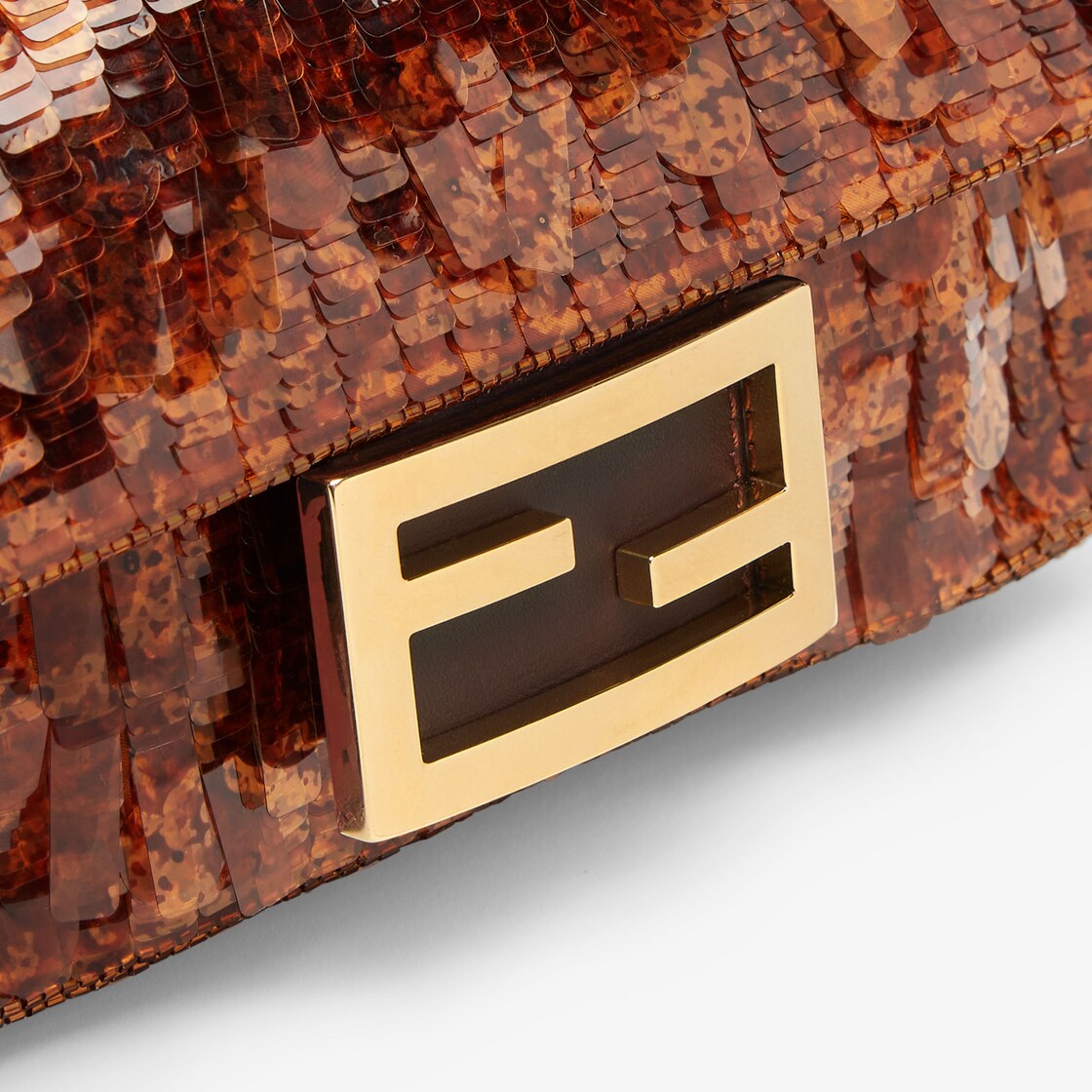 Baguette Mini Lentejuelas o cristales Café | Fendi