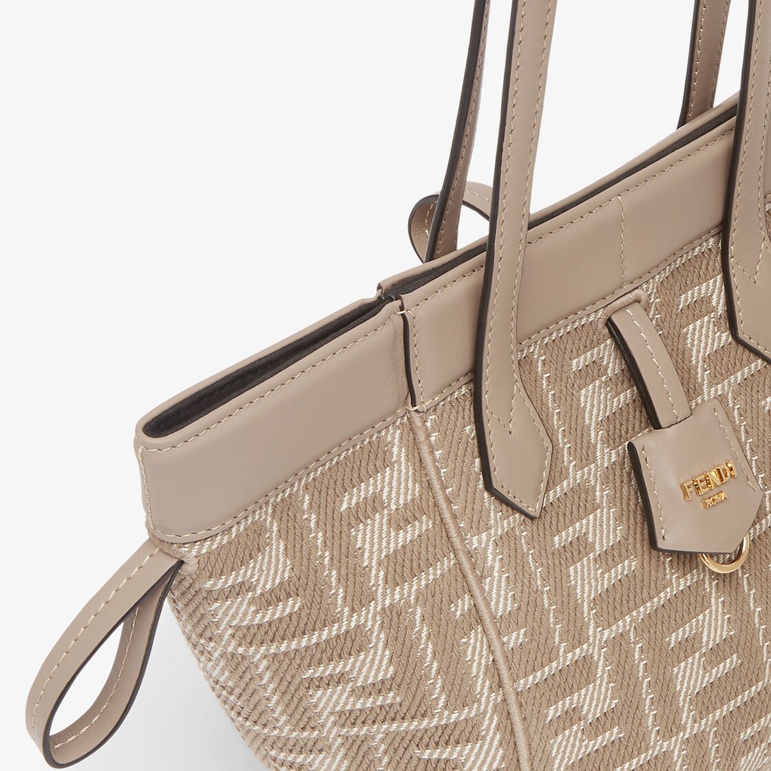 FENDI Origami Mini-鸽子灰色牛仔面料效果FF提花百变迷你手袋-女士迷你包-FENDI芬迪官网