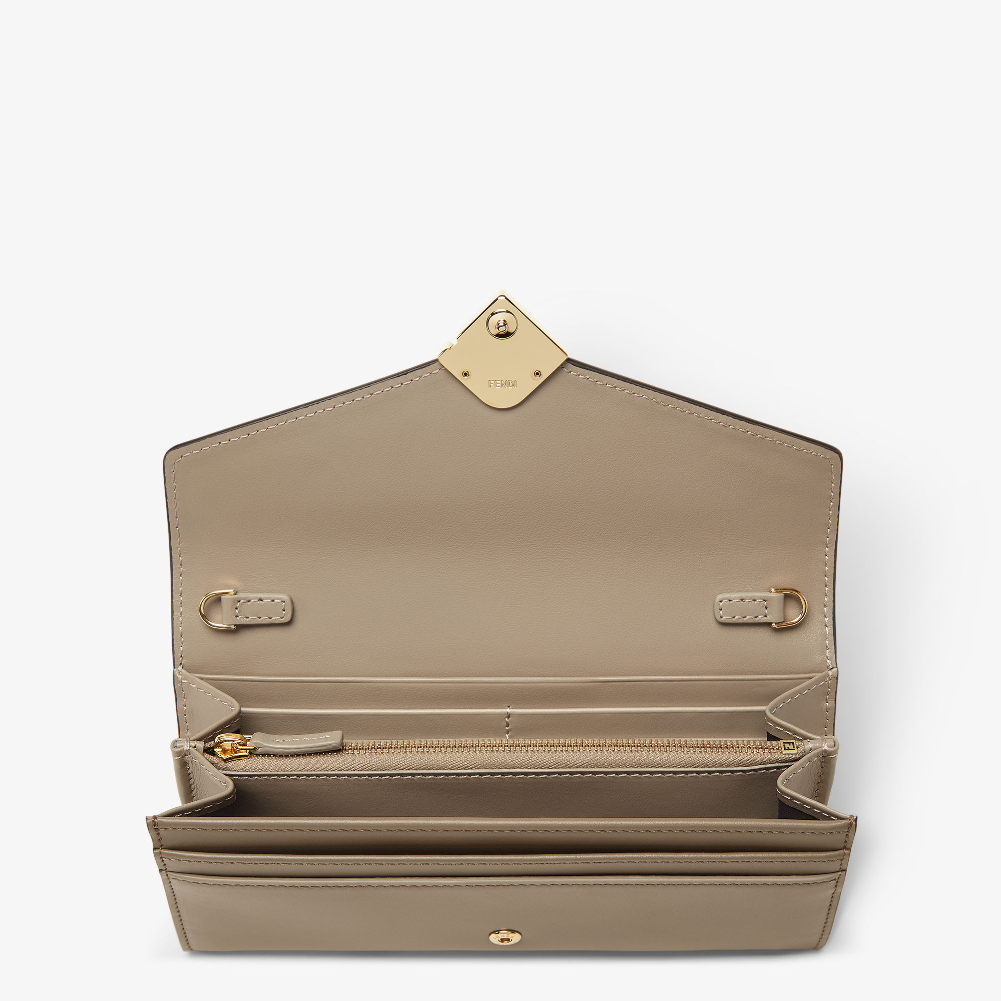 FFダイヤモンド チェーン付き 長財布 レザー グレー | Fendi FFダイヤモンド チェーン付き 長財布 レザー グレー | Fendi