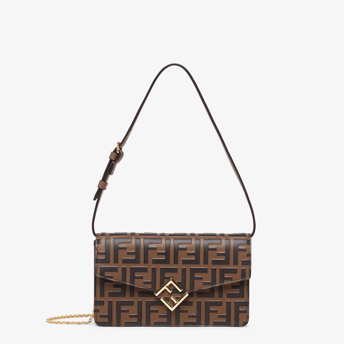 FFダイヤモンド 財布ショルダー レザー ブラウン | Fendi FFダイヤモンド 財布ショルダー レザー ブラウン | Fendi