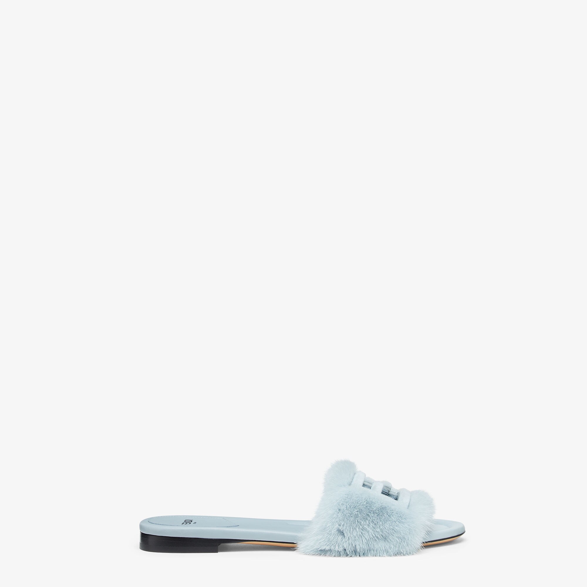 Baguette - Light blue mink slides | Fendi