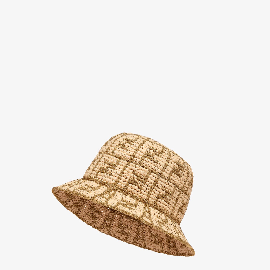 Hat - Gold raffia bucket hat | Fendi