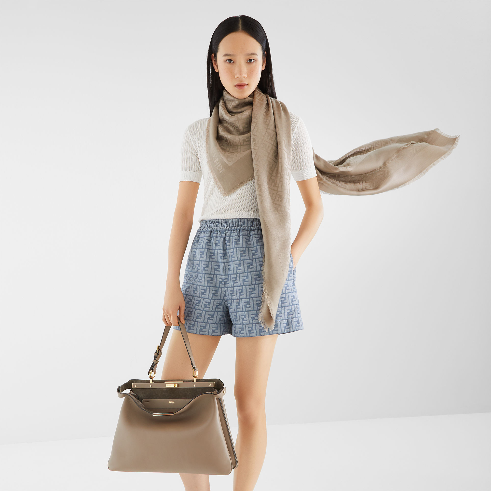 FF Shawl Silk Gray | Fendi FF Shawl Silk Gray | Fendi