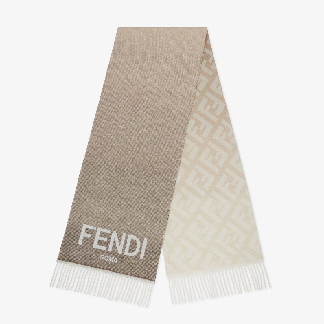 Шарф Fendi Roma - Шарф из кашемира и шерсти серо-коричневого цвета | Fendi