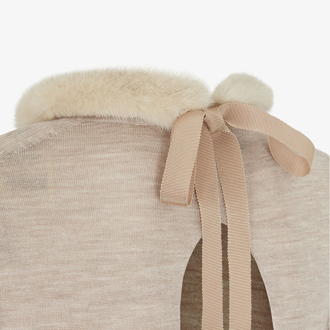 Robe - Robe en laine et soie beige | Fendi
